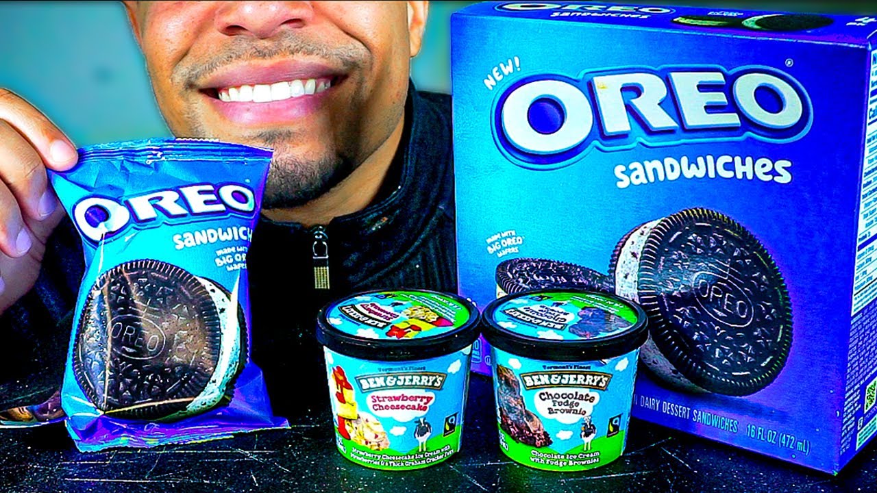 Asmr Oreo Ice Cream Sandwiches Party Mukbang Ben And Jerrys Icecream