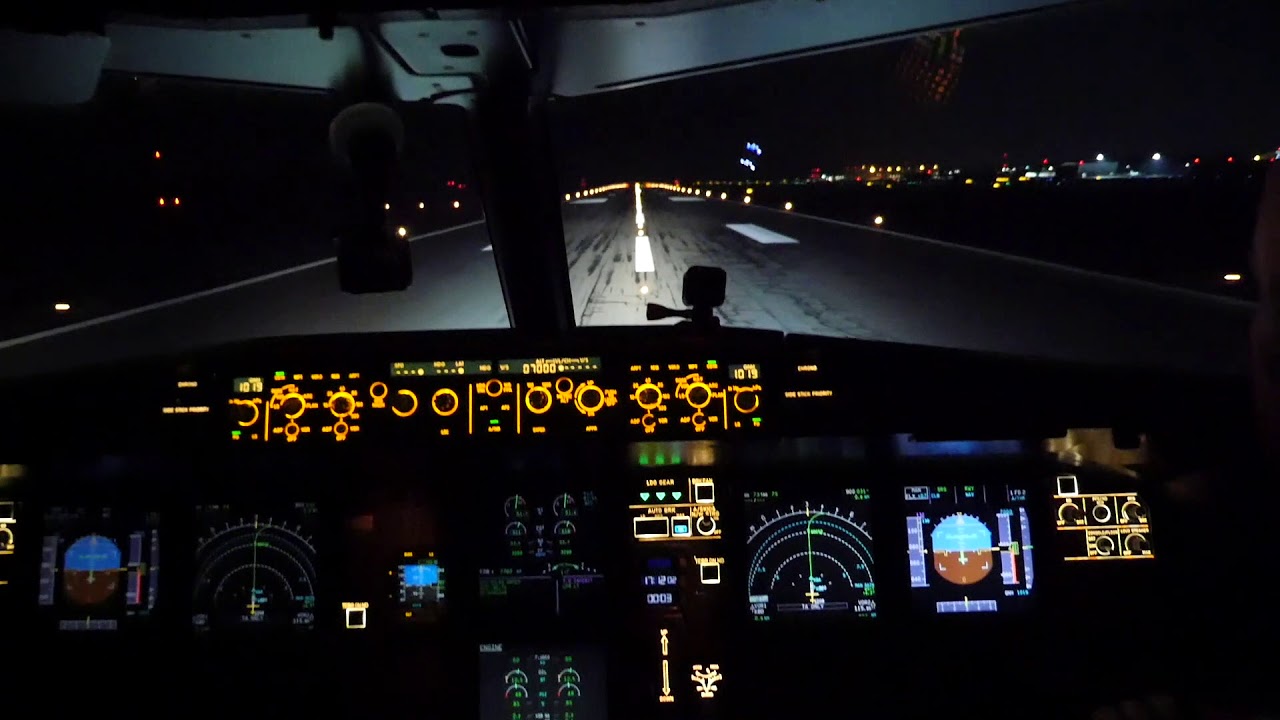 Flying by Night :) Departure from FKB | A320 Eurowings Cockpit ...