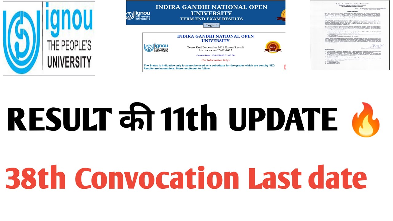 IGNOU LIVE 38TH CONVOCATION LAST DATE AND INVITATION CARD - YouTube