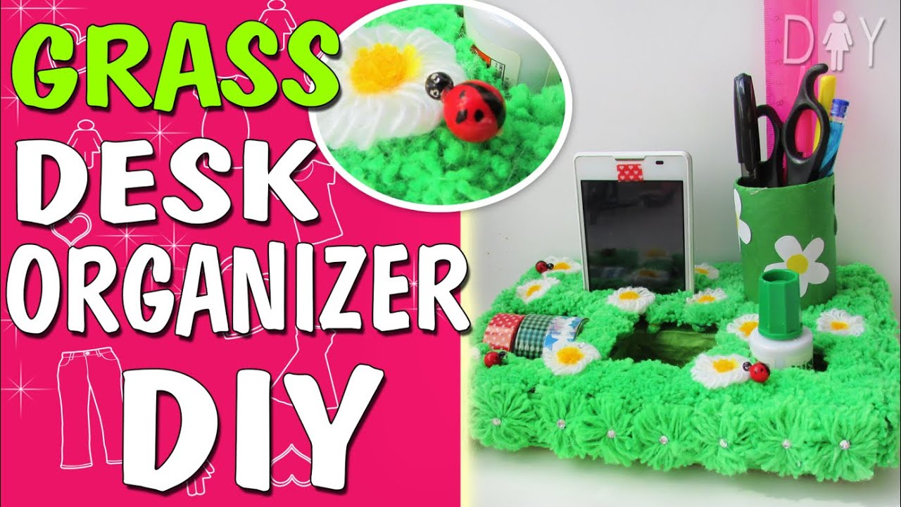 DIY DESK ORGANIZER// Back to School// Phone Holder// ROOM DECOR - YouTube