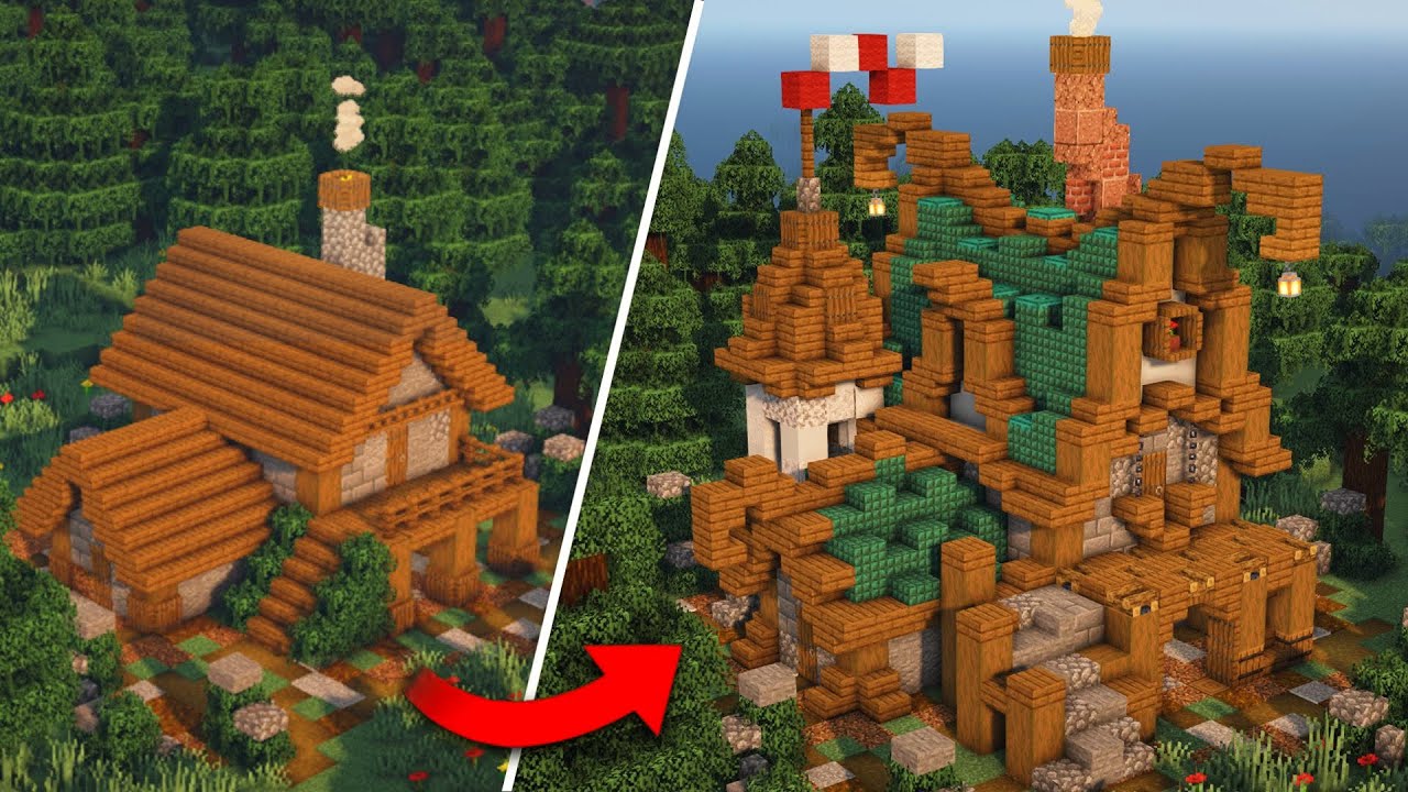 Survival House TRANSFORMATION in Minecraft - YouTube