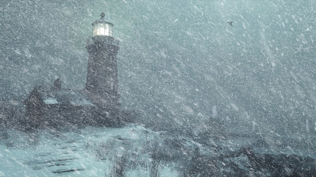Sleep to the Sound of a Powerful Blizzard at Lighthouse 🌨️ Howling ...