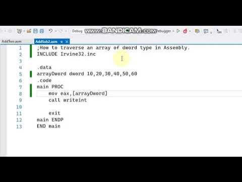 Traversing of Array of dword type in Assembly language - YouTube