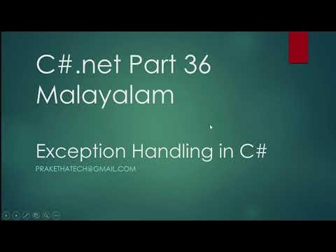 C#.net Part 36 | Exception Handling in C# | Malayalam - YouTube