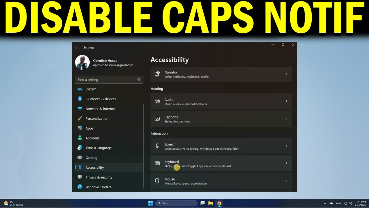 How To Turn off Caps lock notification Windows 11 - YouTube