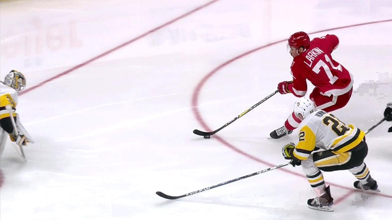Dylan Larkin speeds by the Penguins to score great goal - YouTube