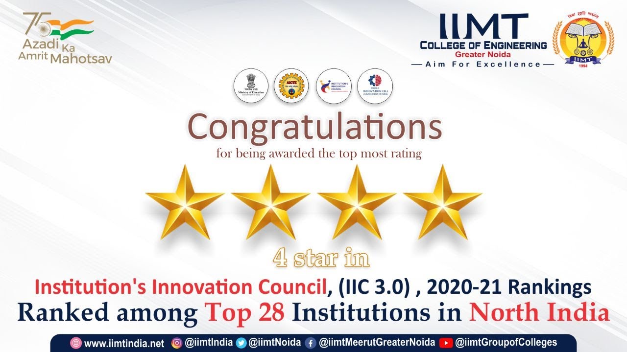 4 Star Rating at MoE IIC Council Ranking (IIC 3.0) : IIMT College of ...