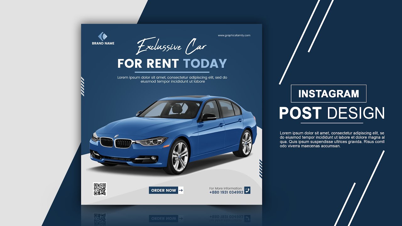 Rent Car Social Media Instagram Post Design || Photoshop Tutorial - YouTube