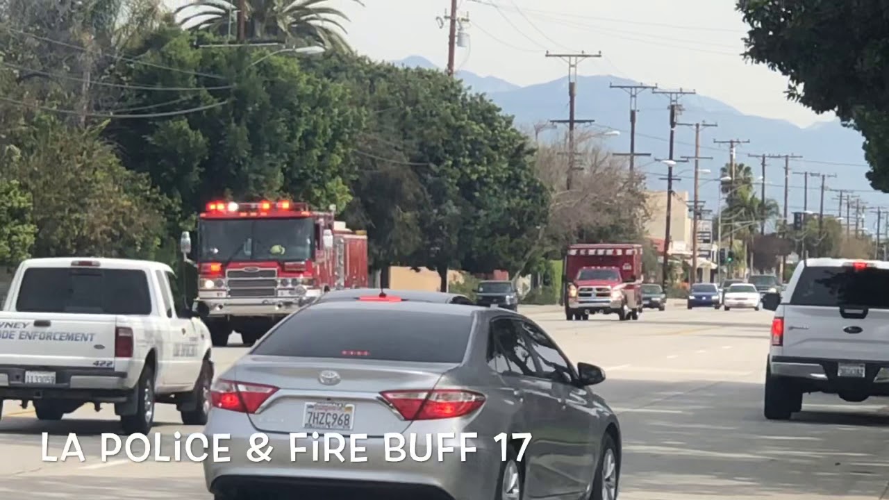 DOWNEY FIRE ENGINE 61 & SQ645 responding - YouTube