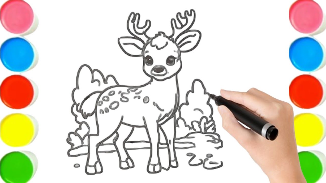 How To Draw A Deer | Colorful Cute Dear Drawing🦌🦌🦌 - YouTube