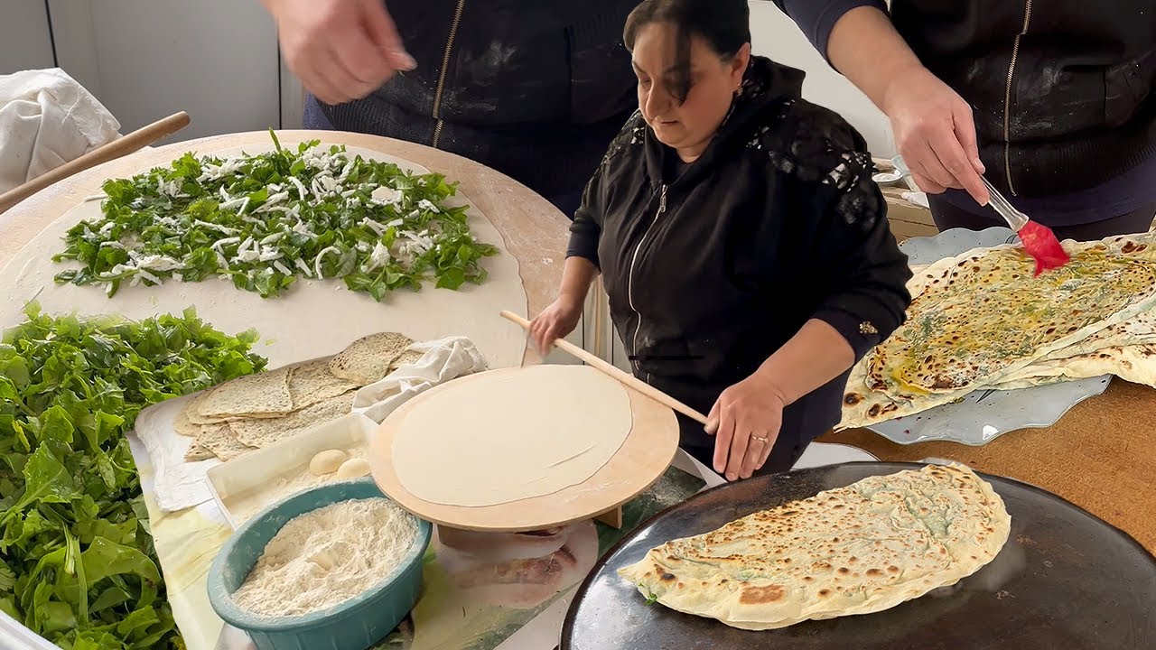Hard Working Lady Selling Traditional Azerbaijani Dish Qutab. Village ...