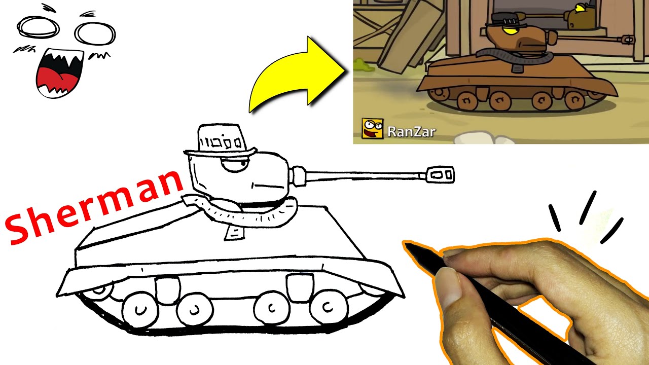 Cara Menggambar Tank Sherman | RanZarEng Tank | Tank Drawing Easy ...