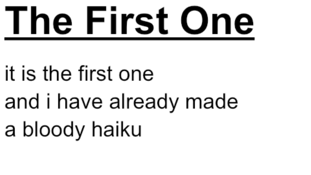 The First One - YouTube