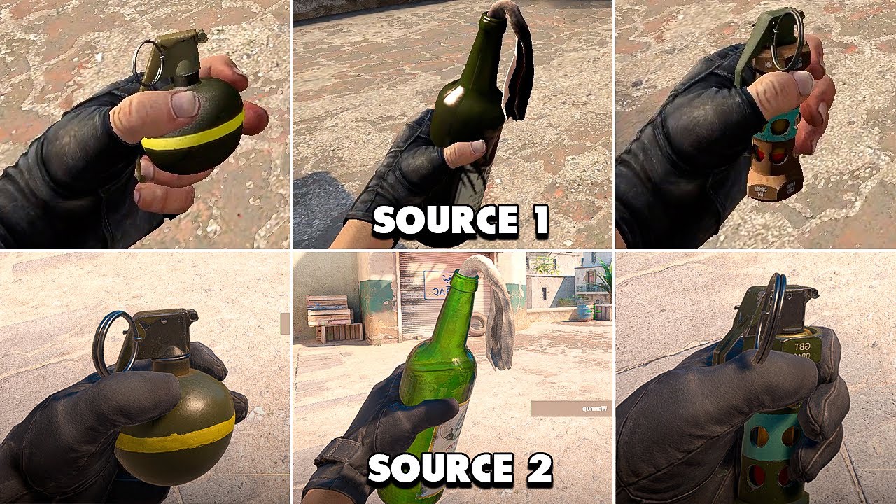 Counter Strike VS Source 2 - All All Grenades Comparison (CS:GO ...
