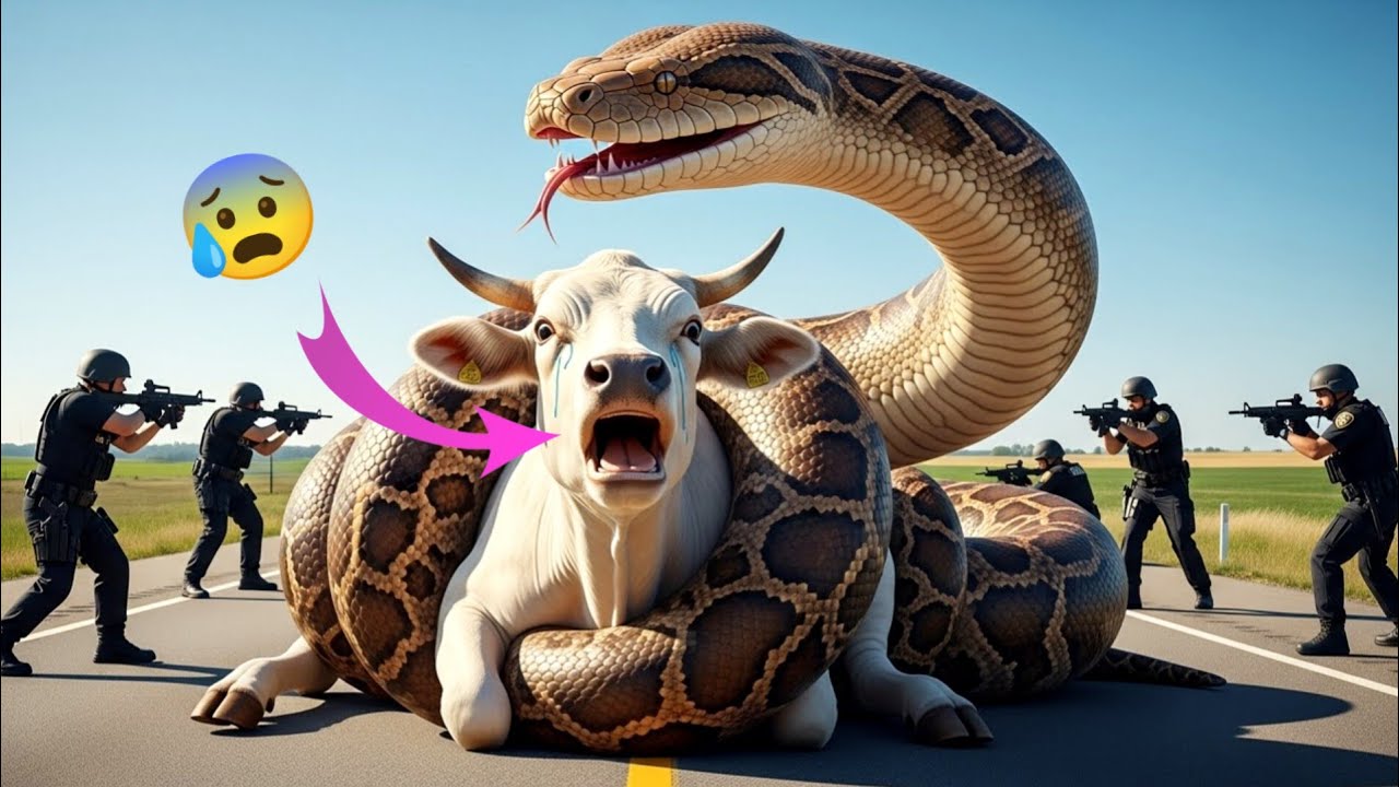 “Giant Python Attacks Cow on Highway | Real-Life Rescue - YouTube