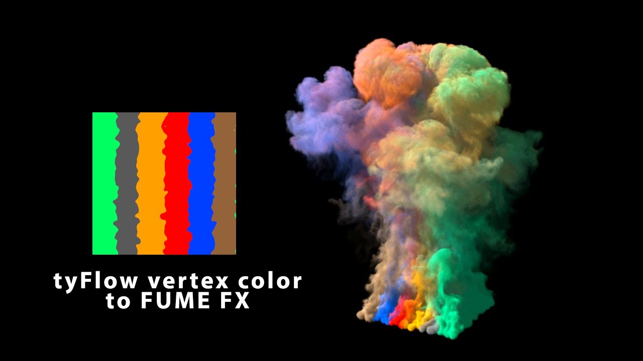 tyFlow vertex color to Fume FX color - YouTube
