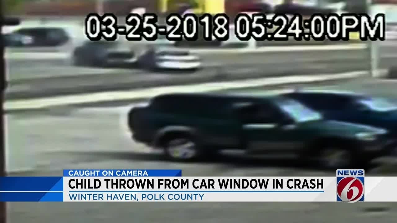 Child thrown from car window in crash - YouTube