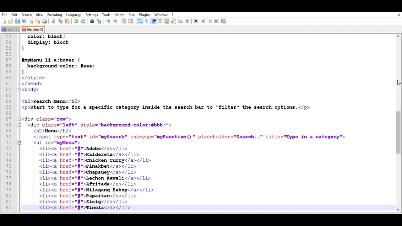 Filtering In Php Using Javascript Youtube