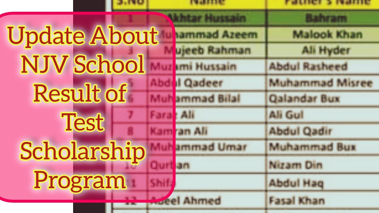 NJV school Scholarship Result announcement 2024 - YouTube