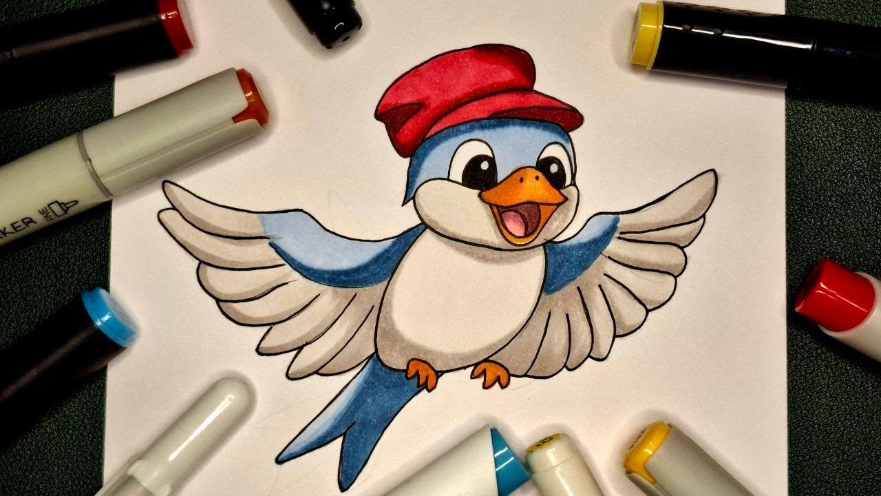 How to Draw a Cute Cartoon Swallow – Easy Drawing | Masterful Imprint ...