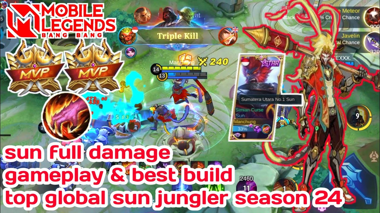 SUN FULL DAMAGE | GAMEPLAY & BEST BUILD TOP GLOBAL SUN JUNGLER SEASON ...