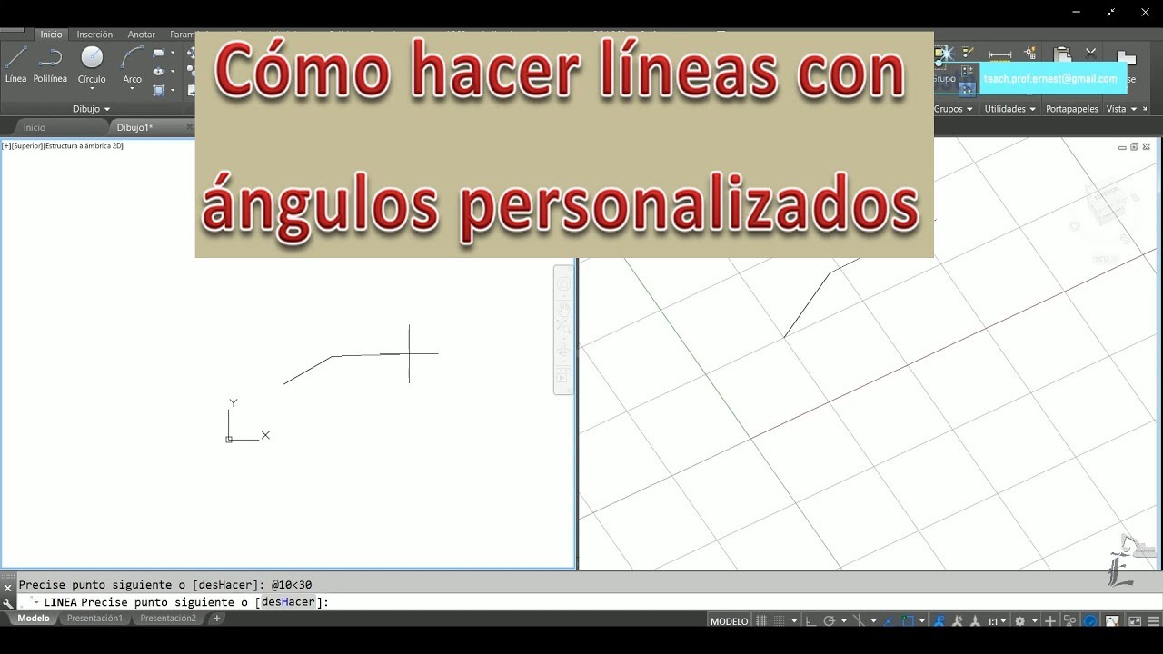 Cómo hacer líneas con cualquier ángulo en AutoCAD, comando LÍNEA - YouTube