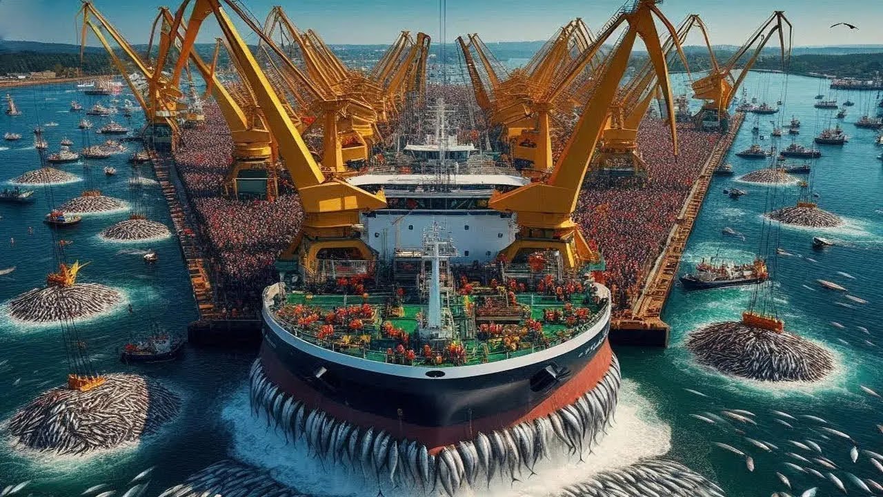 Unbelievable Giant Trawler Nets hundreds Tons of Mackerel in a Single ...