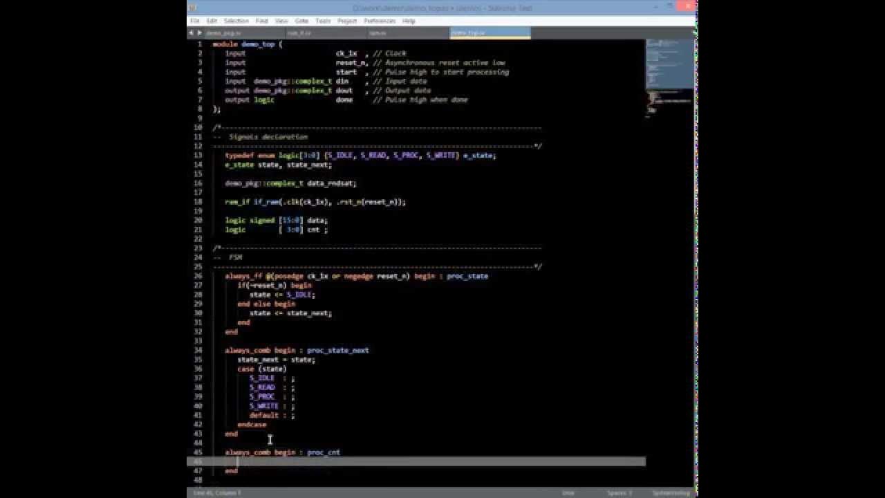 ST3 SystemVerilog - FSM template - YouTube