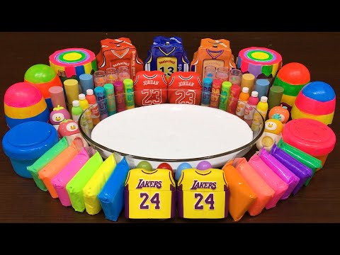 BASKETBALL SLIME ! Mixing Random into GLOSSY SLIME ! Satisfying Slime ...