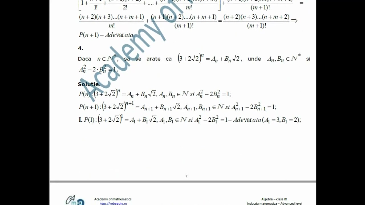 IX-Algebra - Inductia matematica - Advanced level - Final - YouTube