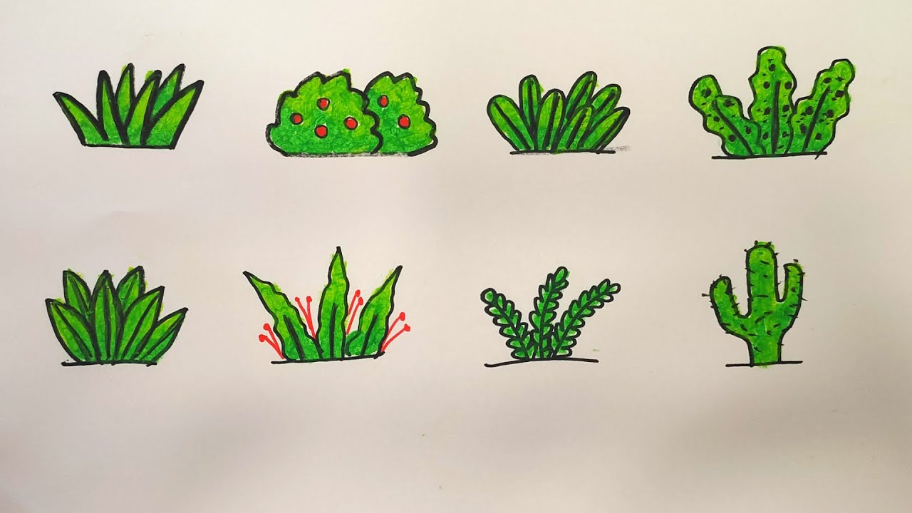 8 Cara Menggambar Rumput / Semak Yang Mudah - YouTube