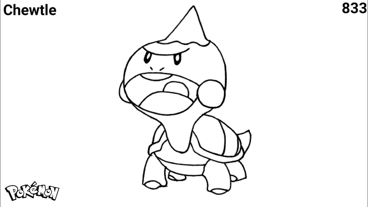 How To Draw Chewtle Pokemon No 833 - YouTube