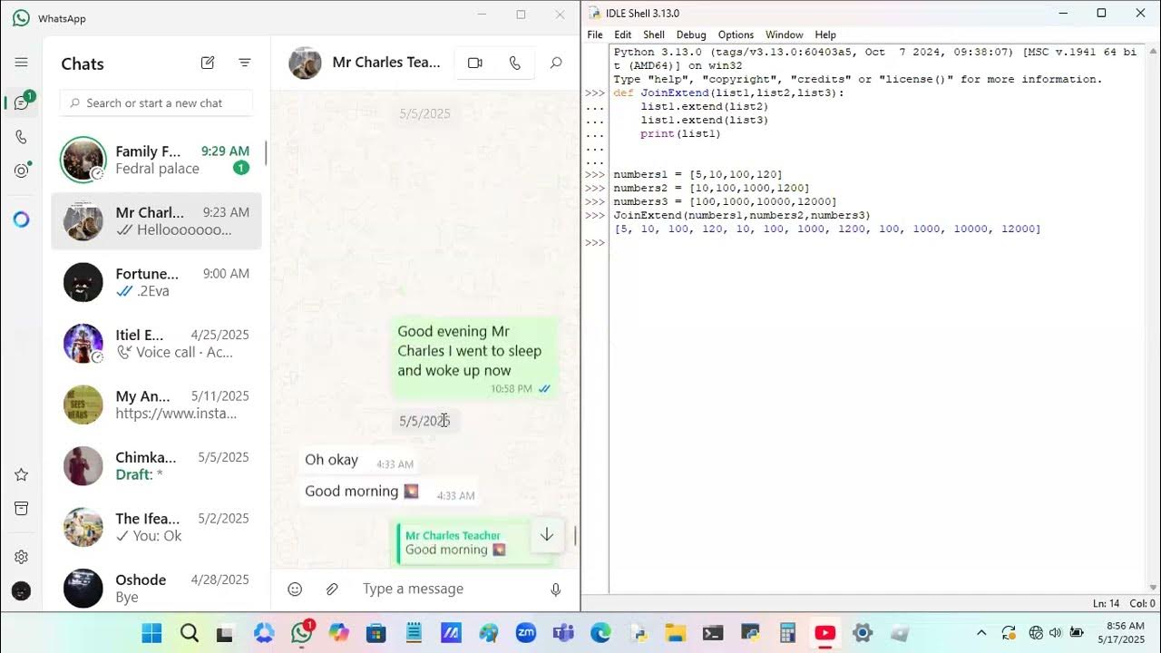 Ugo practising List methods in Python programs - YouTube