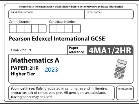 Question13 4MA1 2HR, JAN 2023 IGCSE pearson Edexcel - YouTube