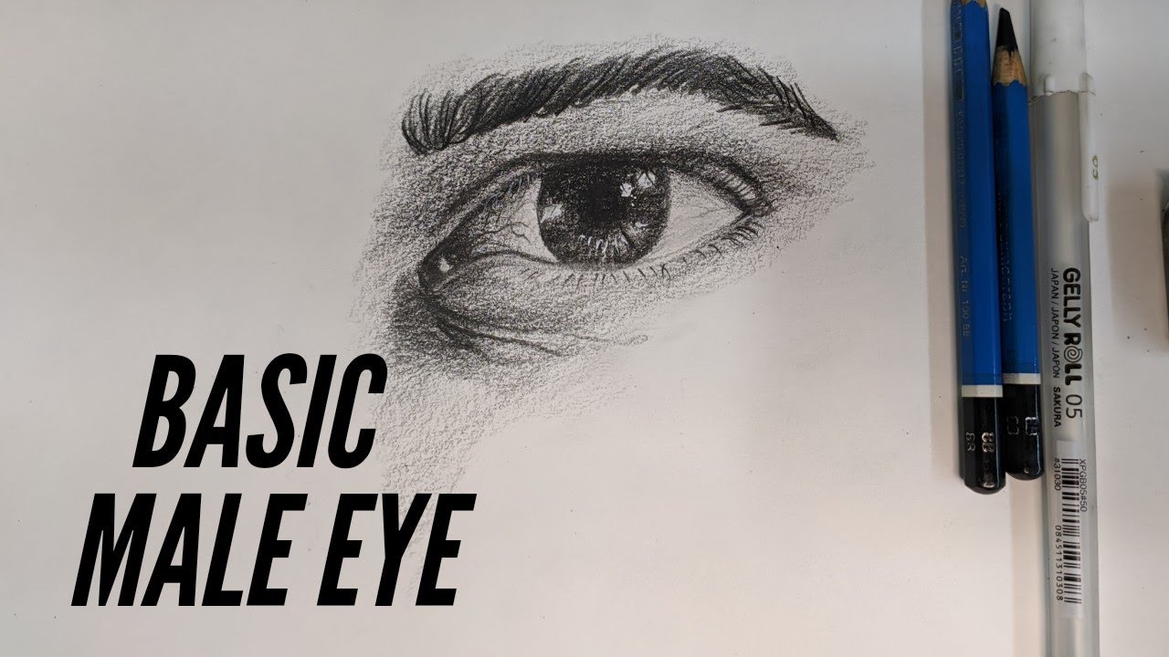 HOW TO DRAW BASIC MALE EYE || BLACK & WHITE || EPI : 01 || Tanvi Bansal ...