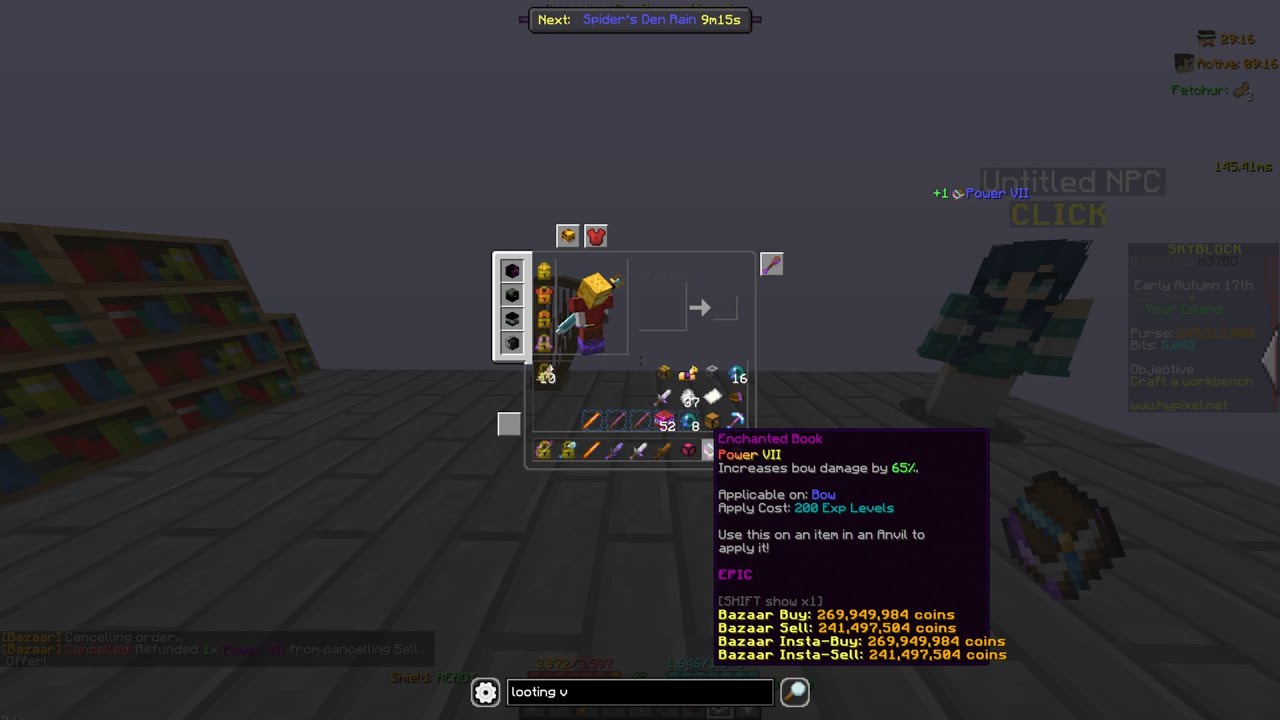 Getting a power VII book from experimentation table in Hypixel Skyblock ...