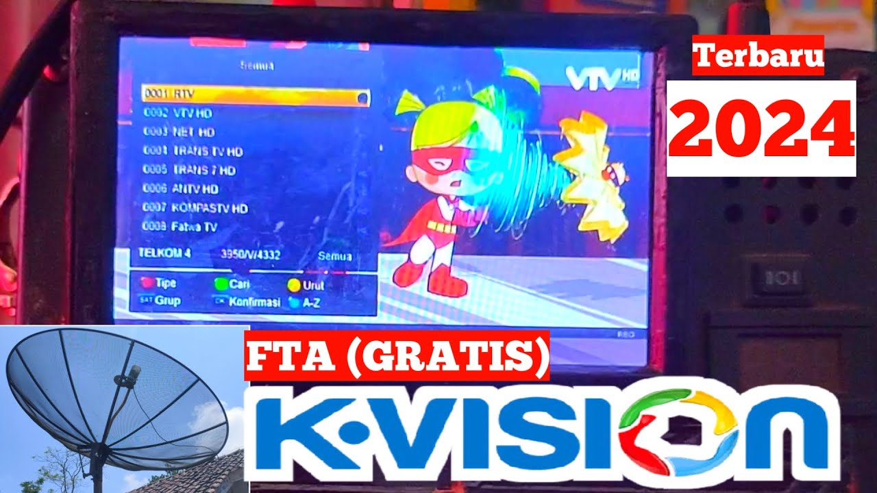 UPDATE SIARAN TV KVISION FTA TANPA ISI PAKET - YouTube