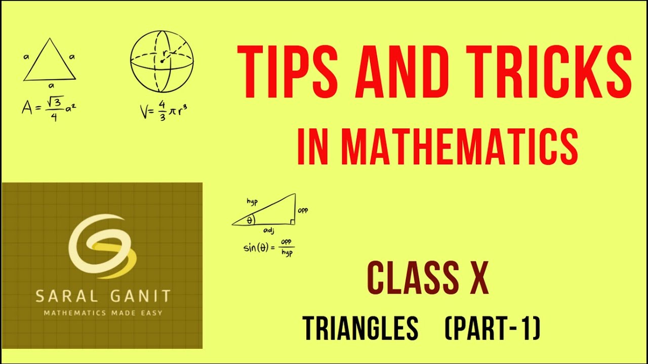 Tips and Tricks in Mathematics class 10 chapter 6 Triangles CBSE NCERT ...