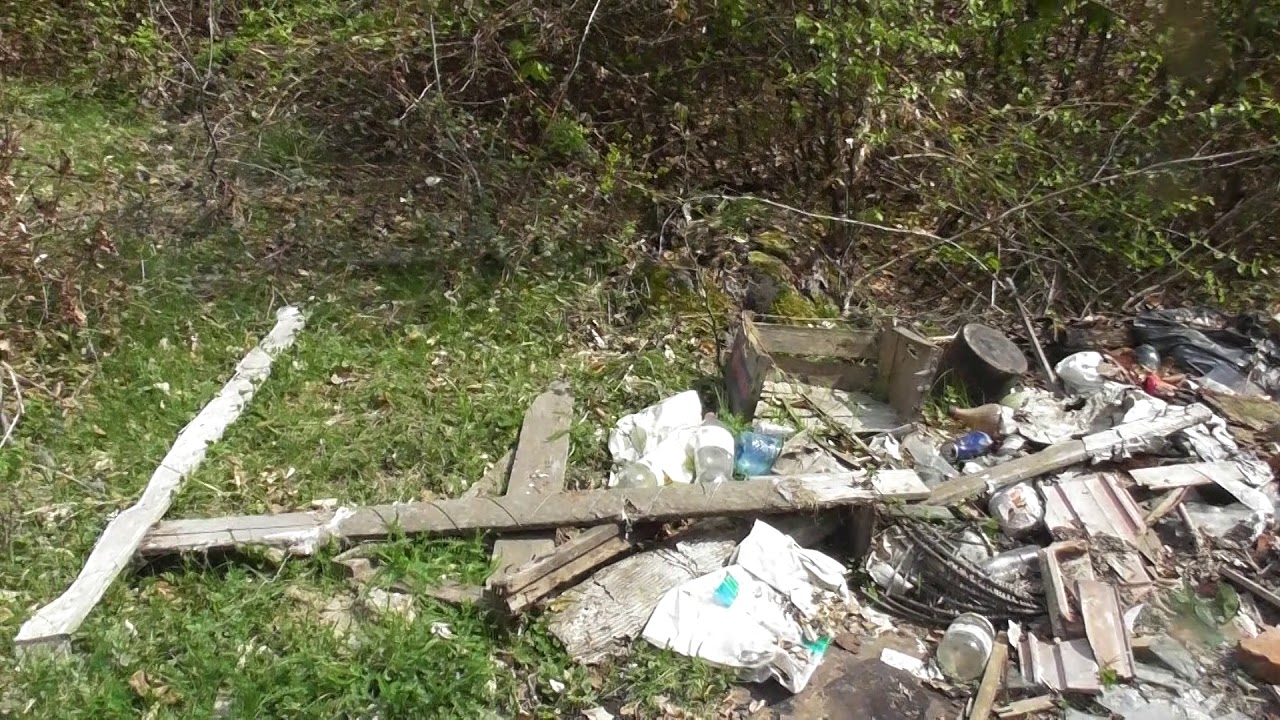 Destruction of nature by human being, garbage thrown into the middle of ...