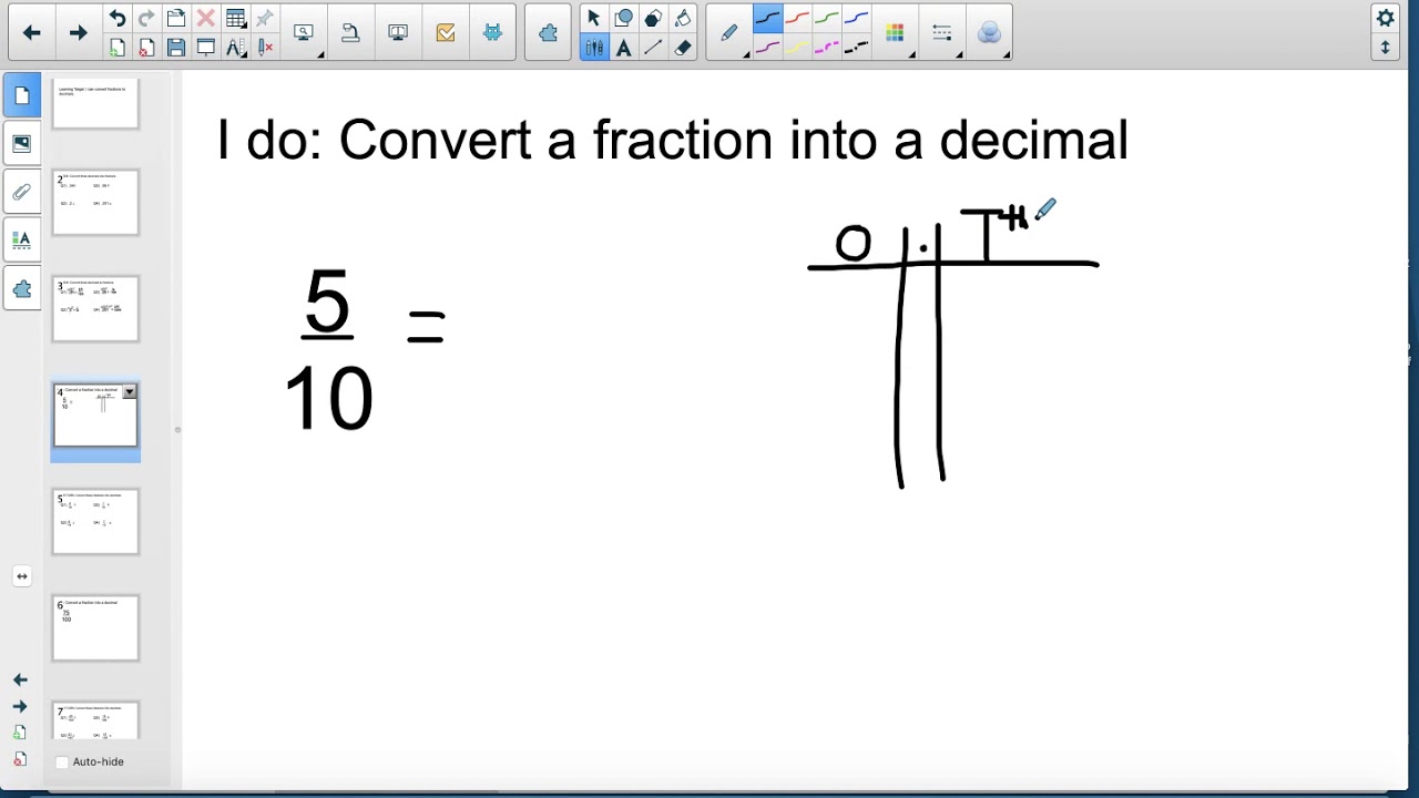 Convert a Fraction into a Decimal (Tenths) - YouTube