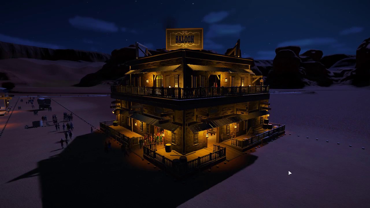 Planet Coaster - Wild West Saloon (Evening Lighting) - YouTube