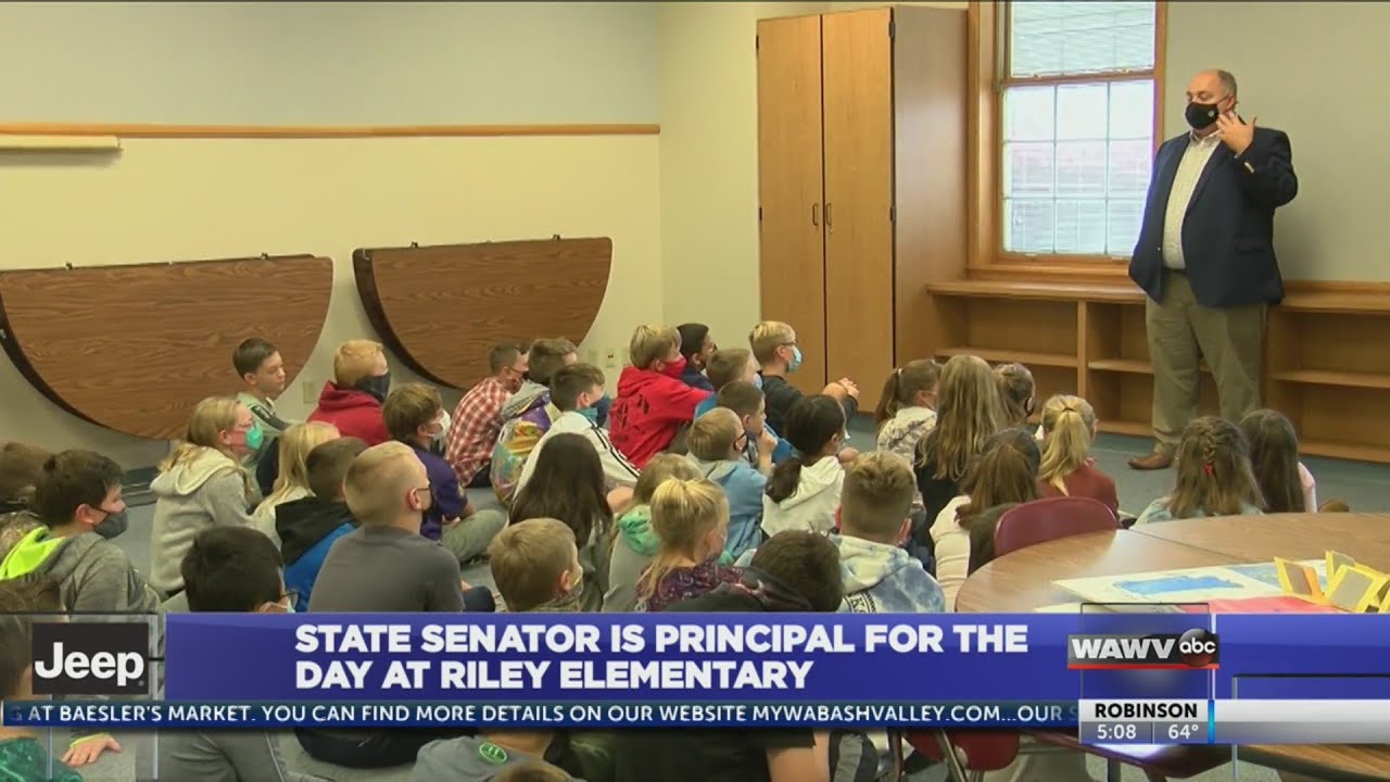 State senator is principal for the day at riley elementary - YouTube
