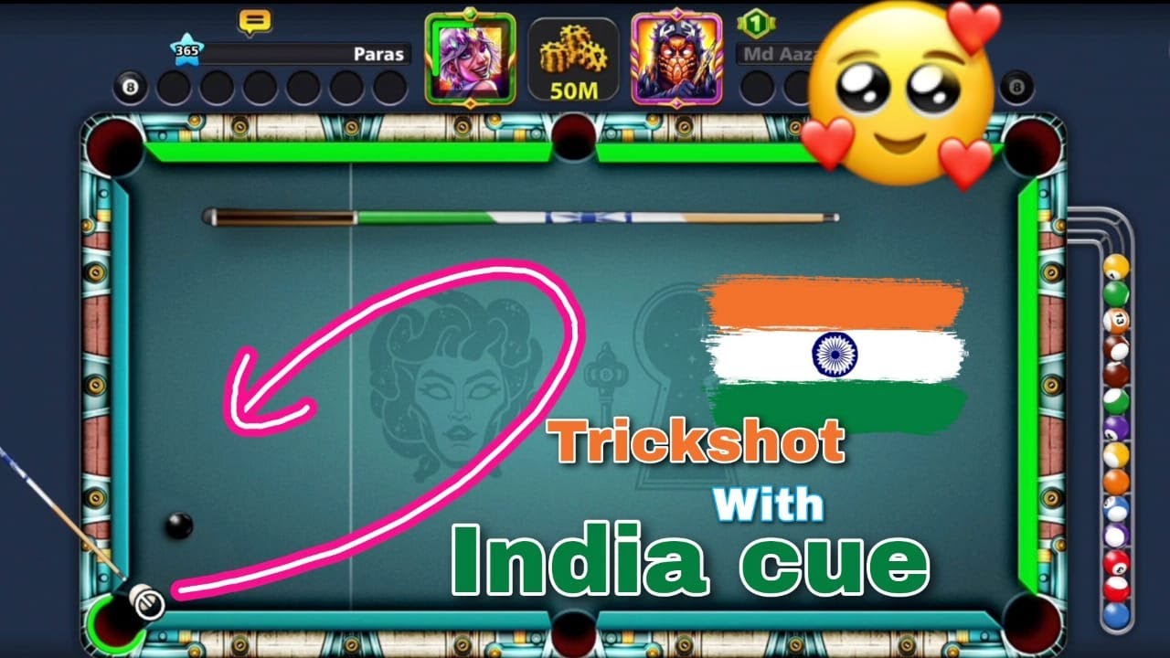 8 Ball Pool Trickshots with INDIA CUE || Independence Day Special ...