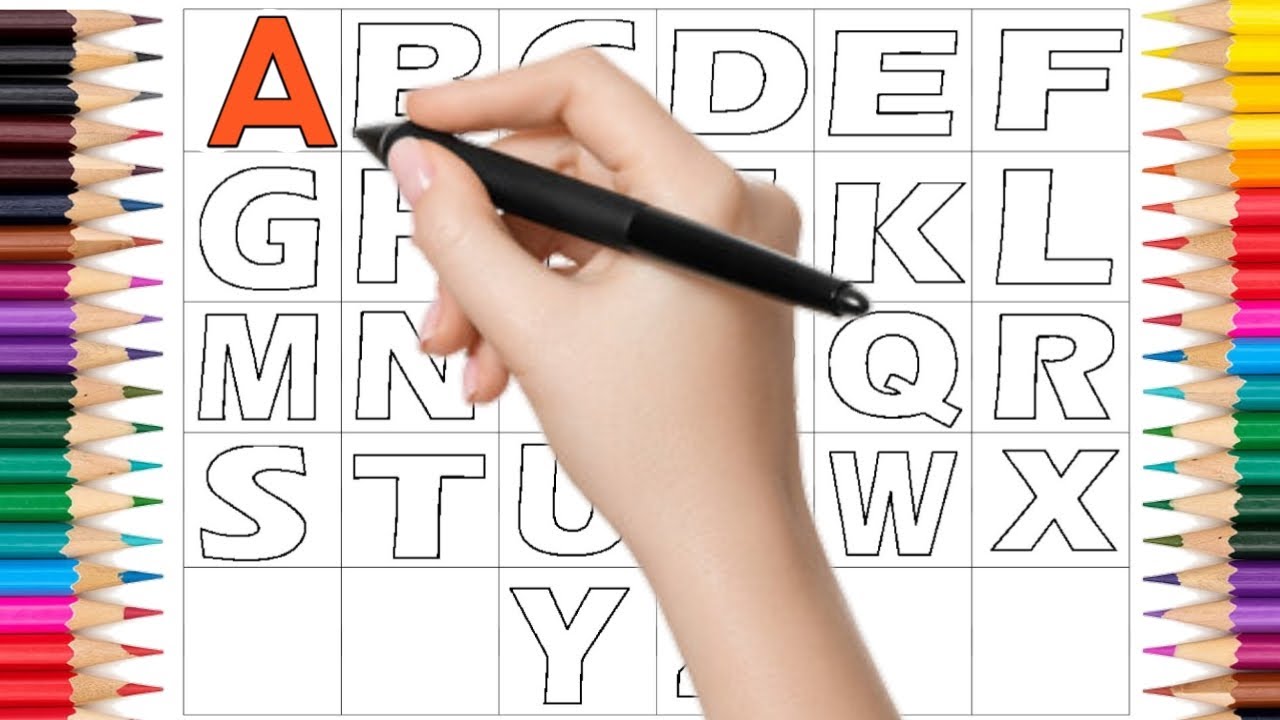 abc coloring | a to z | a for apple | color identification - YouTube