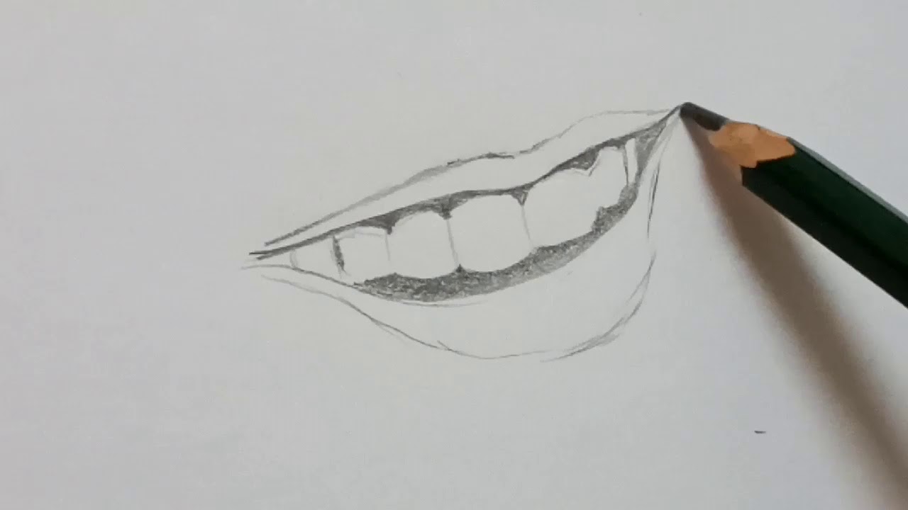 How to draw smile lips for beginners - YouTube