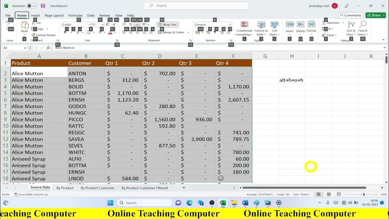 MS Excel Rows height Keyboard shortcut key #onlineteachingcomputer # ...