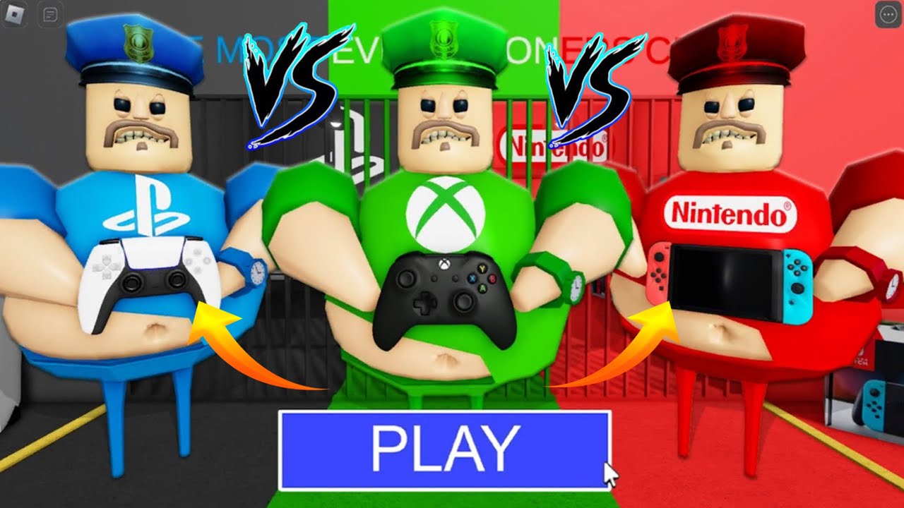 PLAYSTATION VS XBOX VS NINTENDO BARRY'S PRISON RUN! OBBY Roblox ...