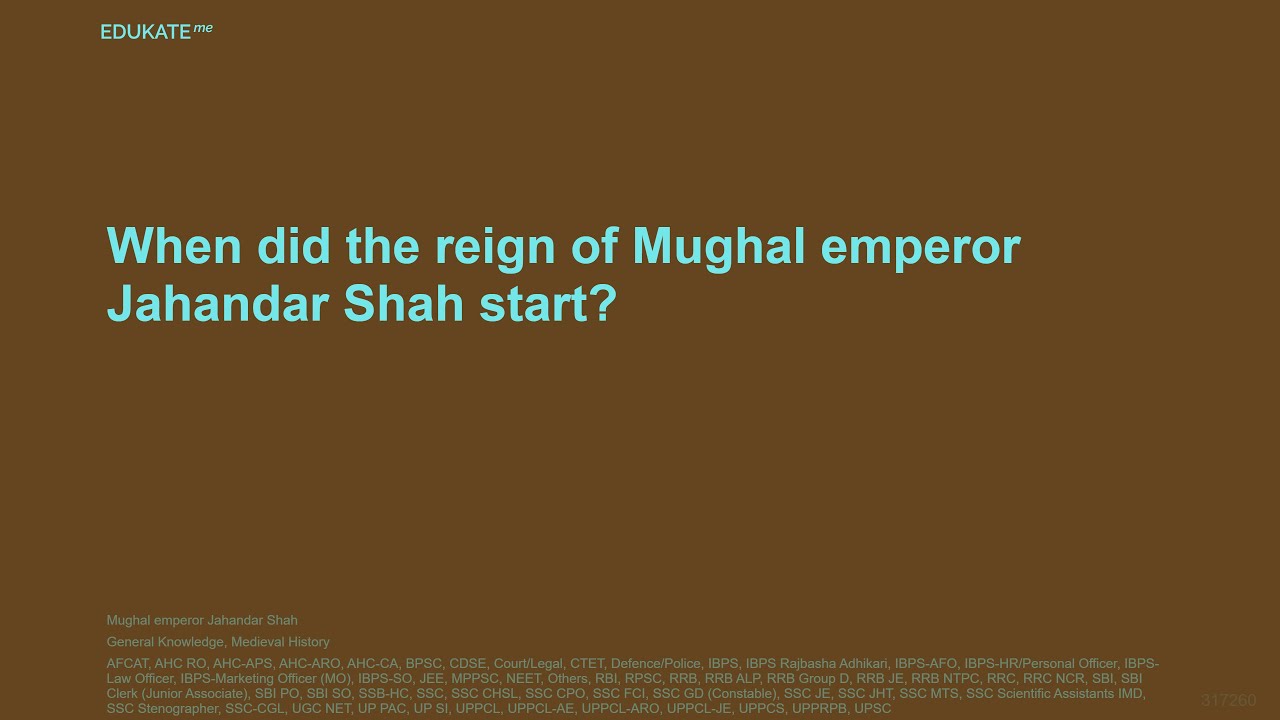 When did the reign of Mughal emperor Jahandar Shah start? - YouTube