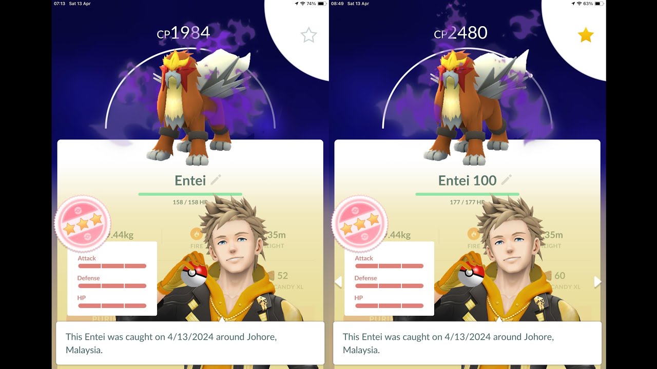 Perfect Shadow Entei caught in Pokémon GO - Shando Entei or Shandow ...