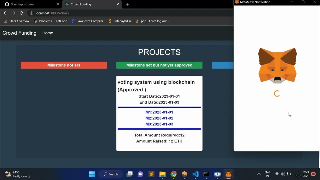 Crowd funding system using blockchain || REACT || SOLIDITY || DAPP - YouTube